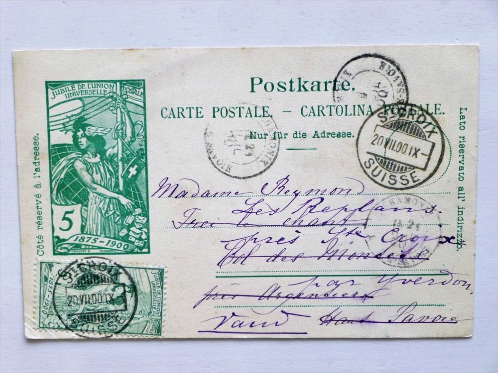 PK - 1900 - Ste.CROIX > Frankreich, umadressiert > CH, UPU (Gebraucht) in Uster für CHF 30.6 ...
