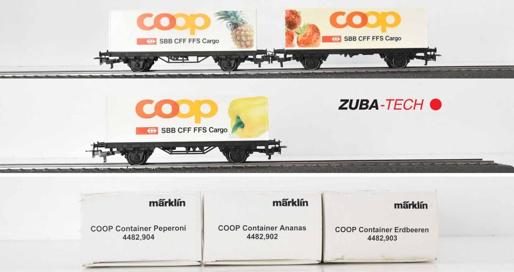 Märklin 3x Coop Containerwagen der SBB Cargo H0 WS mit OVP (Gebraucht) in für CHF 56 – mit ...