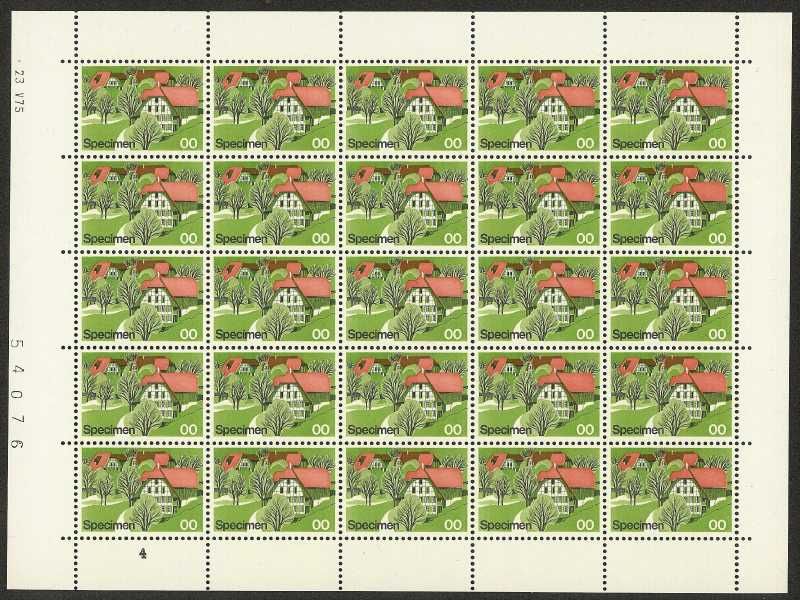 Probedruck 1975 Farmhouses — Sheet of 25 dummy stamps | Kaufen auf Ricardo