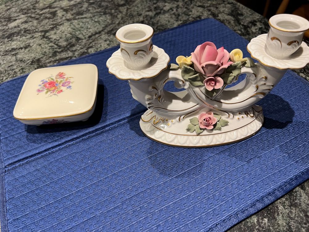 Porzellan Kerzenhalter – sehr feine handbemalte Details | Kaufen auf Ricardo