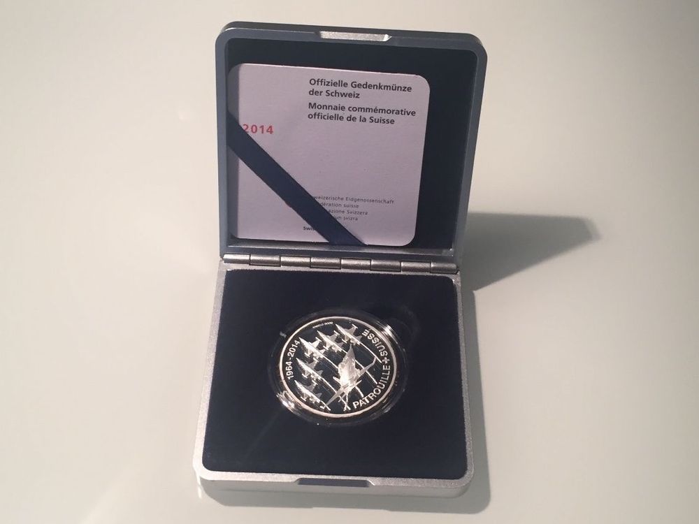 20 Franken 2014 Gedenkmünze 50 j. Patrouille Suisse PP (Neu und originalverpackt) in Tägerwilen ...