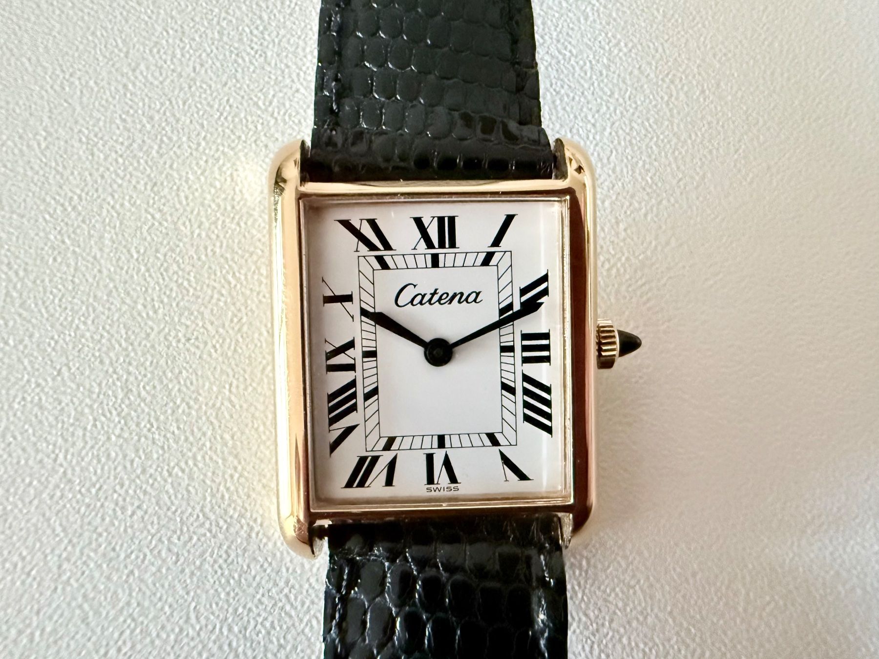 CATENA "Tank" type, MEDIUM, Plaqué or, Mechanical, Swiss (Neu und ...