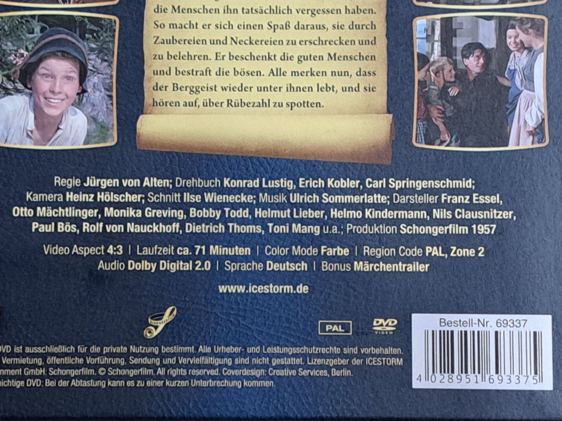 DVD Rübezahl Herr der Berge, Märchen Klassiker J. von Altmen (Neu ...