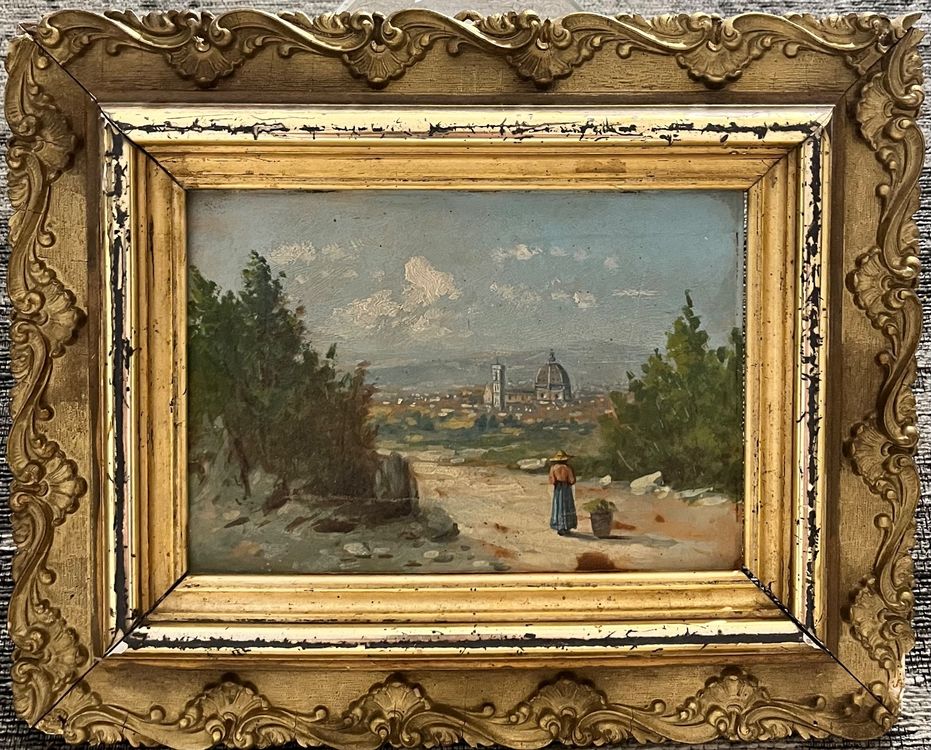 Antike Landschaft Gemälde mit Personen | Kaufen auf Ricardo