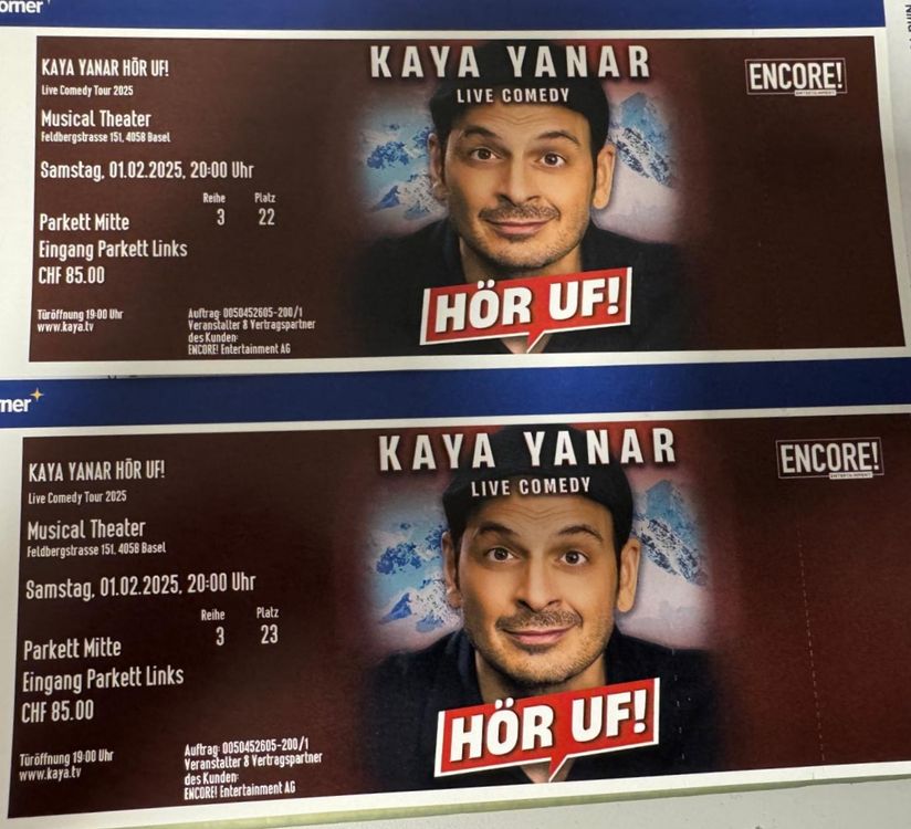 Kaya Yanar Top Plätze, Sa. 01.02.25 in Basel (Neu (gemäss Beschreibung ...