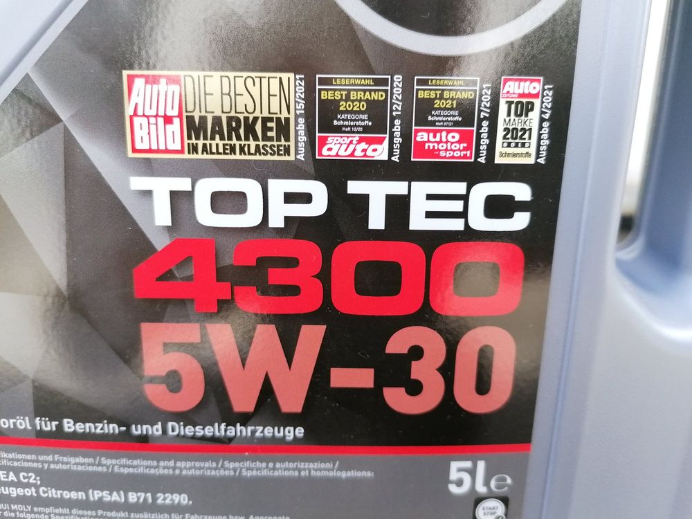 5 Liter Motoröl Liqui Moly Top Tec 4300 5W-30 | Kaufen auf Ricardo
