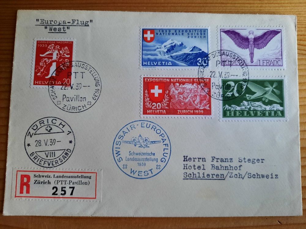Swissair Europaflug West R-Brief 22.5.1939 gem.Bilder | Kaufen auf Ricardo