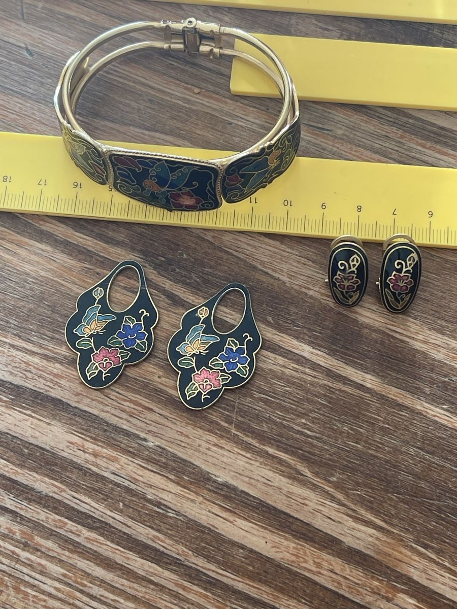 Ensemble de bijoux vintage émaillé / SVP lisez le texte (D'occasion) à ...