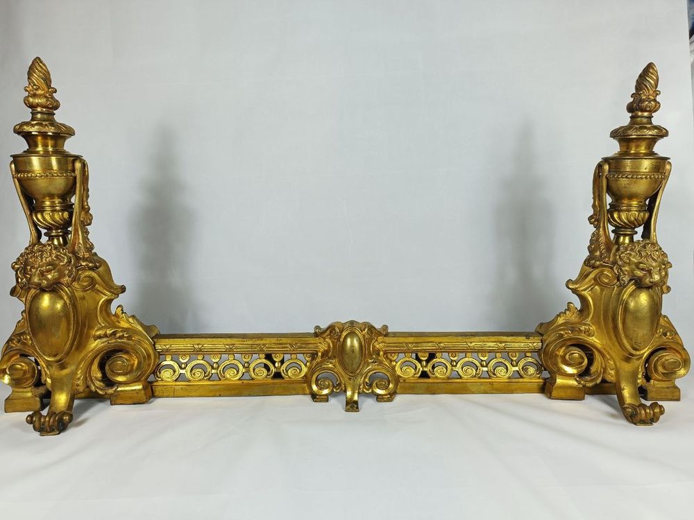 Antike Kamin Böcke mit Löwen Köpfe Louis XV vergoldet (Gebraucht) in ...