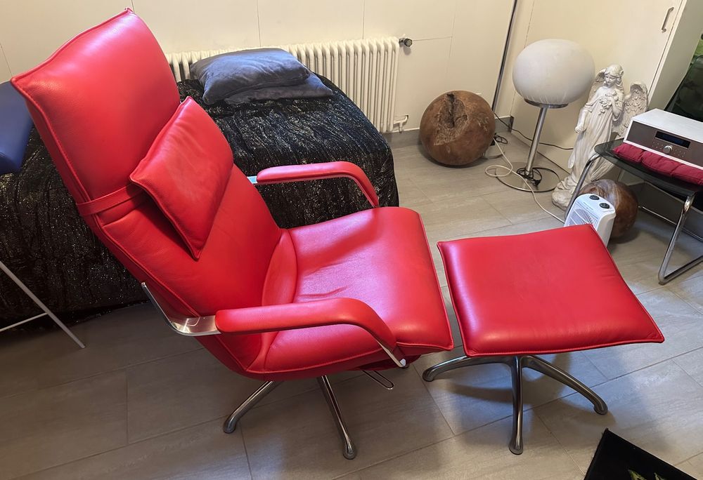 Leder Designer Sessel, Lounge Chair rot | Kaufen auf Ricardo