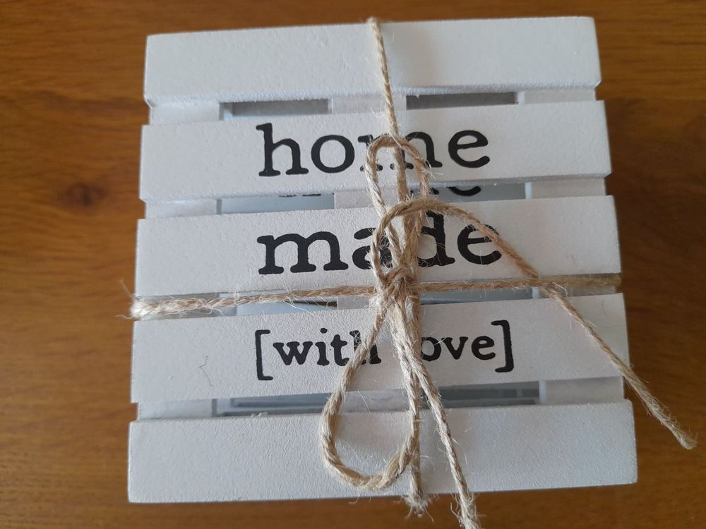 4 Untersetzer, home made with love, Holz, Deko, Shabby Chic (Neu und ...