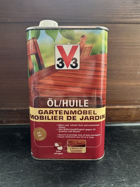 Öl Huile Gartenmöbel Mobilier de Jardin color: Teck Miel V33 (Gebraucht) in Zürich für CHF 2 ...