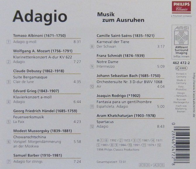 Adagio - Musik zum Ausruhen (Gebraucht) in Grüningen für CHF 4 – mit ...