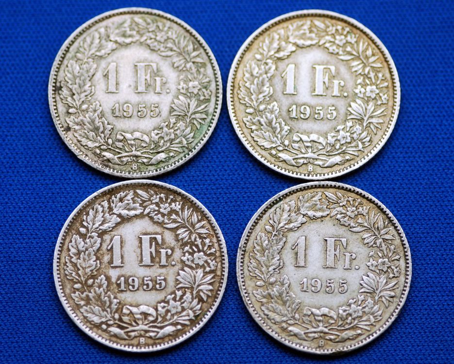 Vier silberne 1.- Jahrgang 1955, Rar | Kaufen auf Ricardo