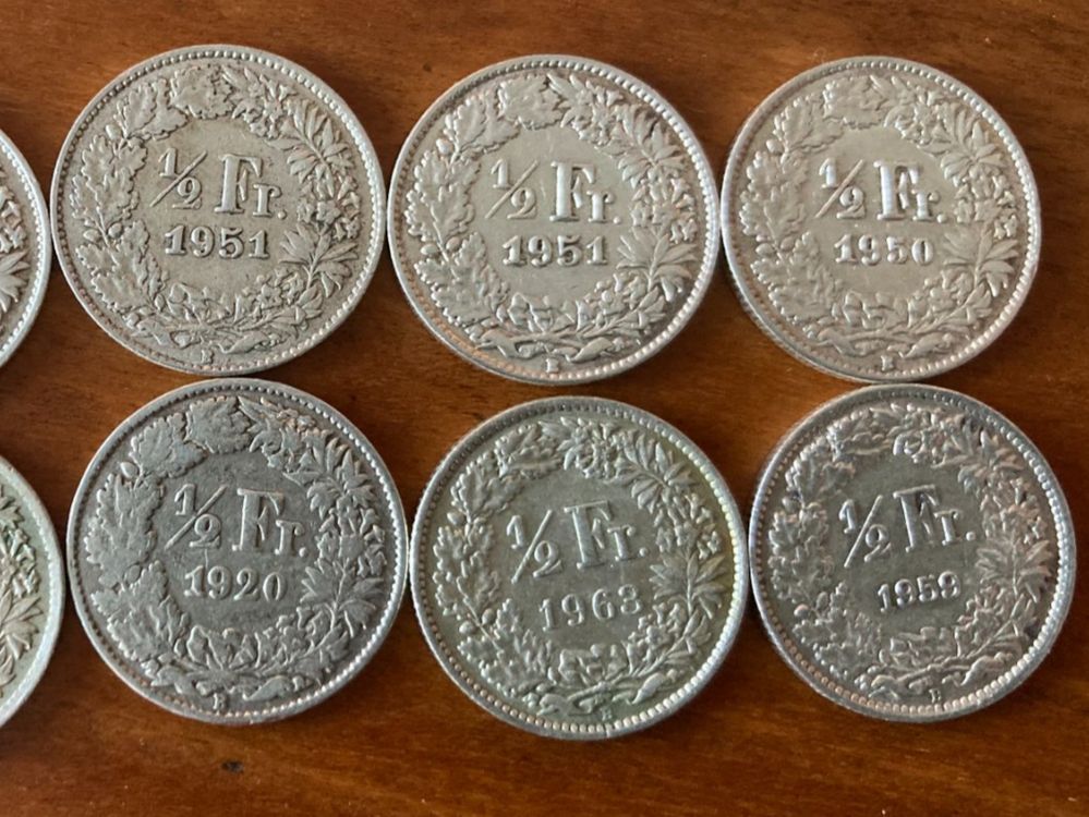 Schweizer Silbermünze 10 x 50 Rappen div. Jahrgänge (Gebraucht) in Subingen für CHF 19 – mit ...