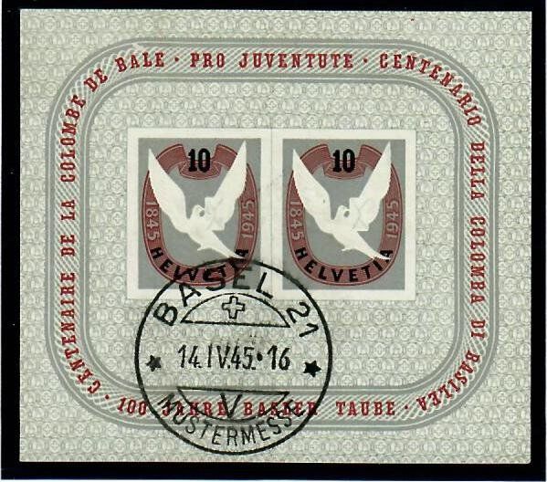 1945 Sonderausgabe W23 Basler Taube-Block (Gebraucht) in Riehen für CHF 10 – mit Lieferung auf ...
