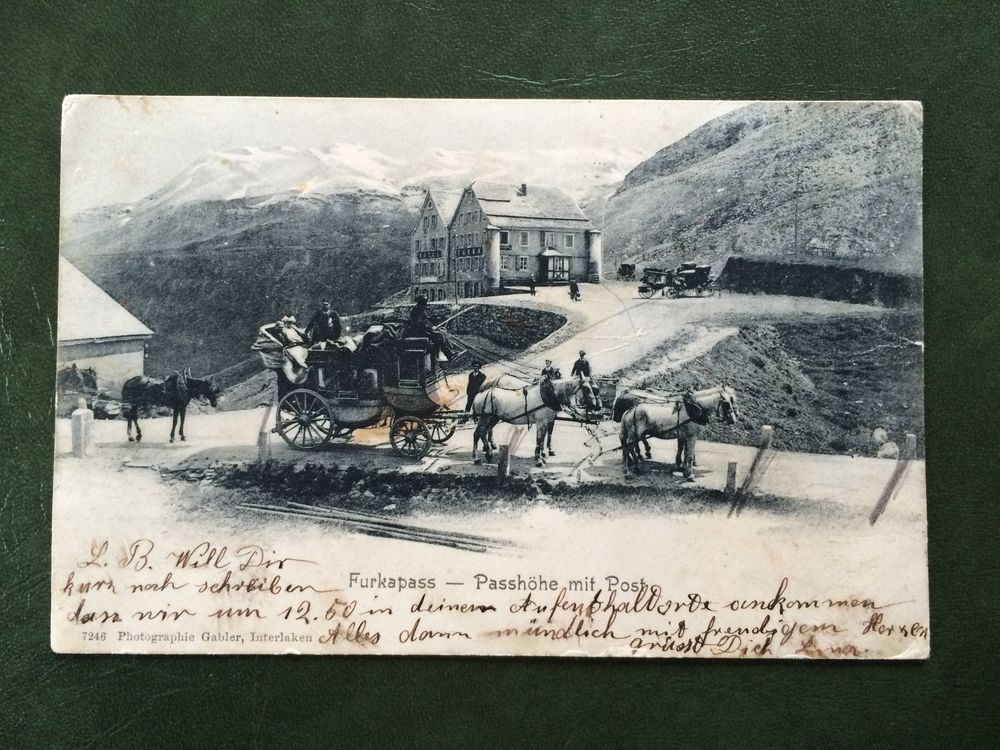 Furka Foto Gabler Post Kutsche Pferd belebt gel 1906 AK | Kaufen auf Ricardo