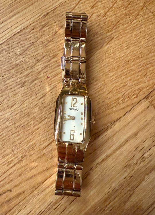 Seiko - Damenarmbanduhr - goldfarben mit rechteckigem Gehäus (Gebraucht ...