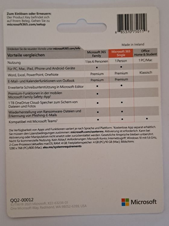 Microsoft 365 Single + Code (Neu und originalverpackt) in Zürich für ...