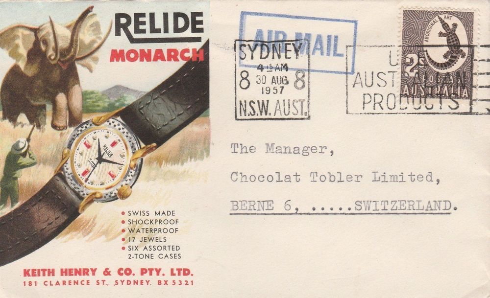 RELIDE-Schweizer Uhrenfabrikation 1957 Werbung in Australien (Gebraucht ...
