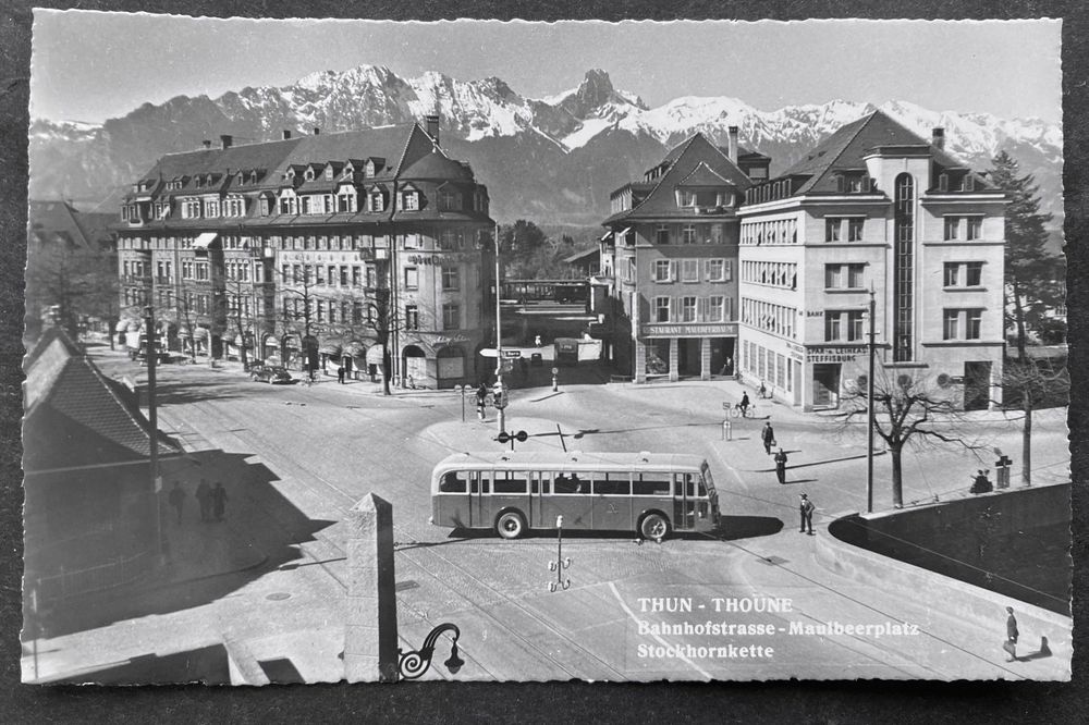 Thun Bahnhofstrasse/ Bus (STI?) ca. 1950 | Kaufen auf Ricardo