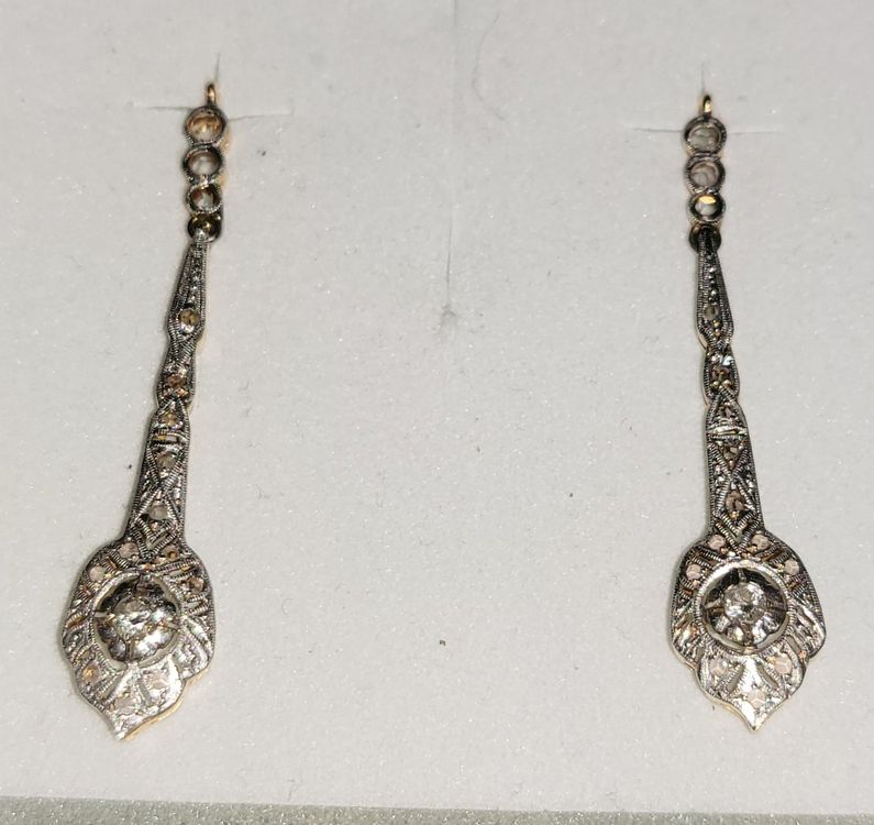 Ohrhänger Art Deco 18 K. GG / Platin, mit Diamanten | Kaufen auf Ricardo