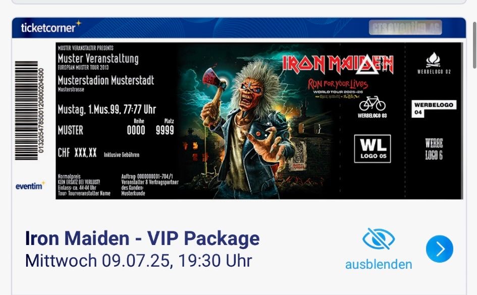 Iron Maiden - VIP Package (Neu (gemäss Beschreibung)) in Cham für CHF ...