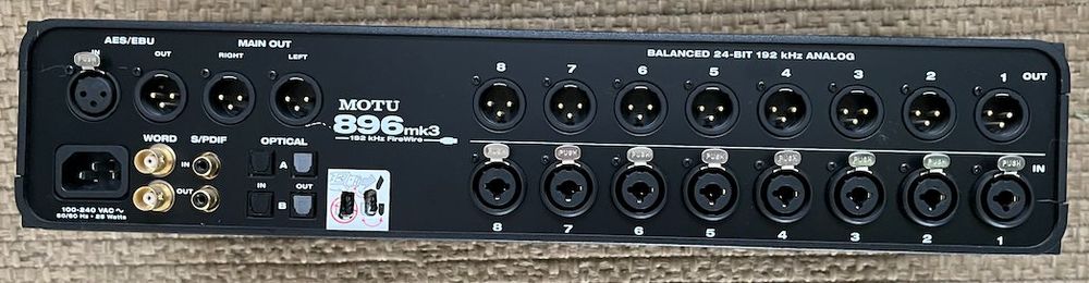 MOTU 896 mk3 Firewire 24 Bit/192 kHz + 2 câbles optique ADAT | Kaufen ...