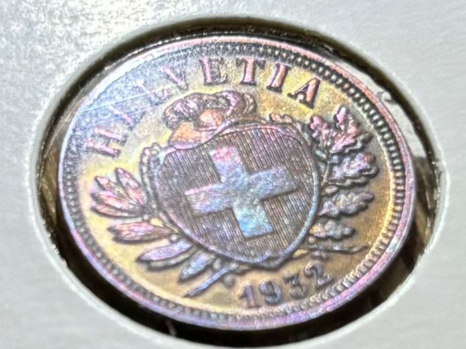 Schweiz 2 Rappen 1932 unz dunkle Perlmutt Patina (Neu (gemäss Beschreibung)) in Speicher für CHF ...