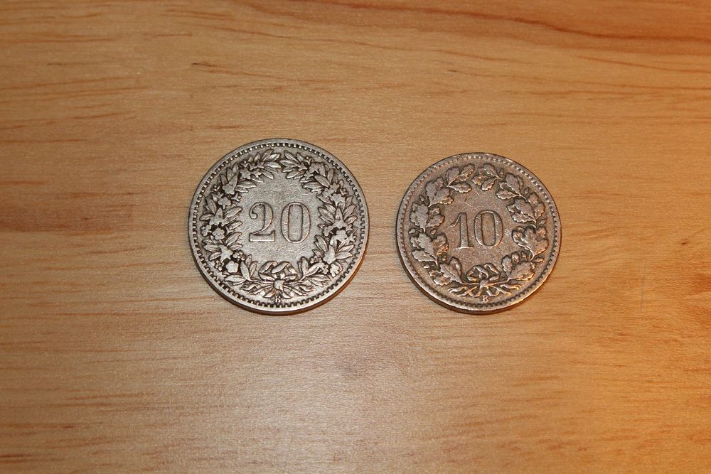 Silbermünzen 20Rp. 1894 /10Rp.1895 (Gebraucht) in Kriens für CHF 2 – mit Lieferung auf Ricardo ...