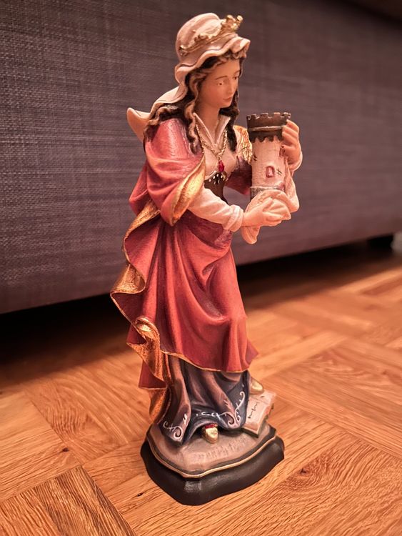 Heilige Barbara Holzstatue Grödnertal Bemalt 20cm (Neu und ...