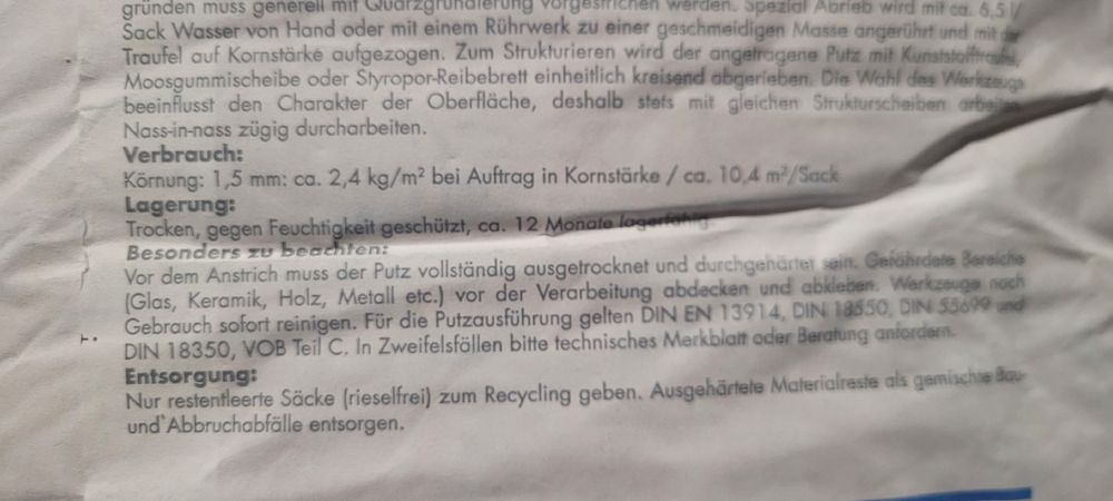Abrieb 1.5 mm Innen KombiTherm Spezial 25kg Sack (Neu und ...
