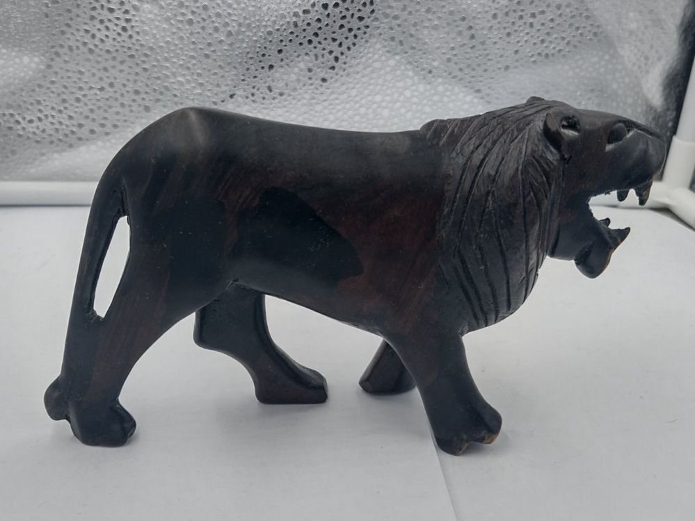 Löwe Skulptur aus Eben Holz, Antik, schwer, ca 19cm lang (Gebraucht) in ...