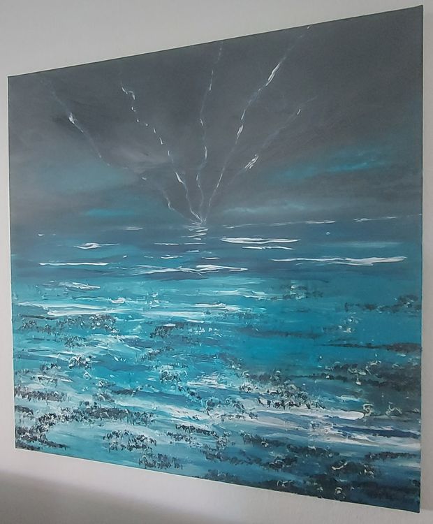 Gemälde Gewitter am Meer von mir selbstgemalt 80×80 😊 (Gebraucht) in Riehen für CHF 250 – mit ...