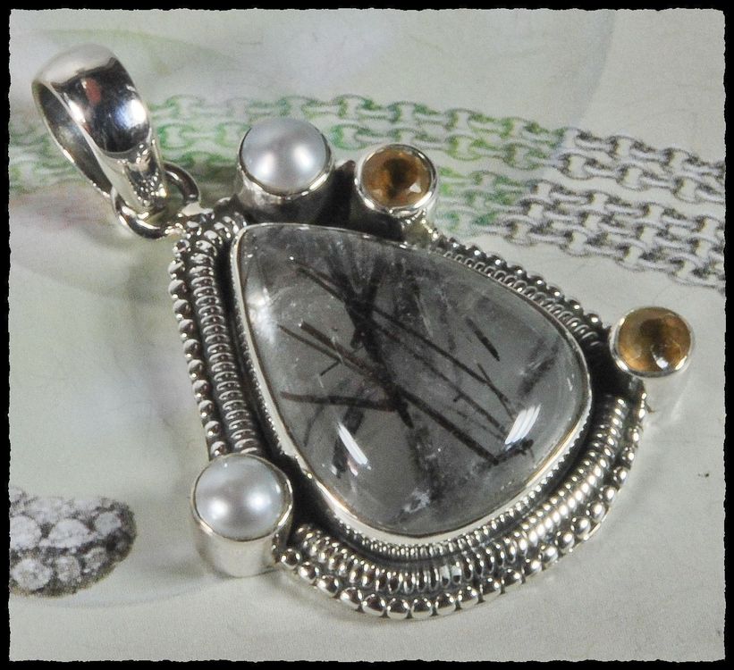TOURMALINATED QUARTZ, Turmalin Quarz Anhänger 925 Silber (Neu und originalverpackt) in Oberglatt ...
