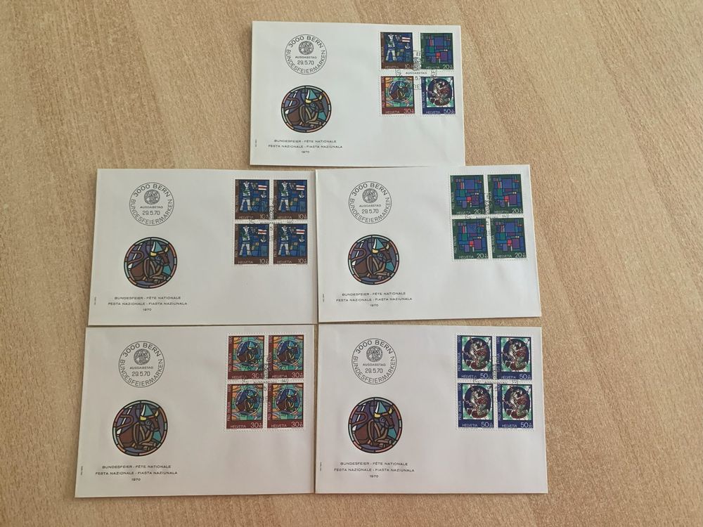 5 FDC 1970 Pro Patria Bundesfeier Schweiz (Neu (gemäss Beschreibung)) in Reinach BL für CHF 0.4 ...