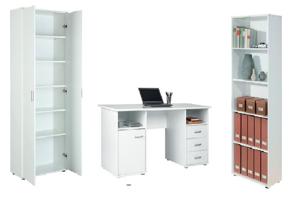 Büro Home office 3er Schreibtisch Regal Aktenschrank weiss (Neu und ...