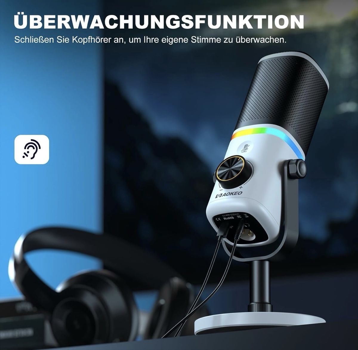 USB Mikrofon Weiß RGB – 192kHz Studio Mic für PC & Stream (Neu und ...