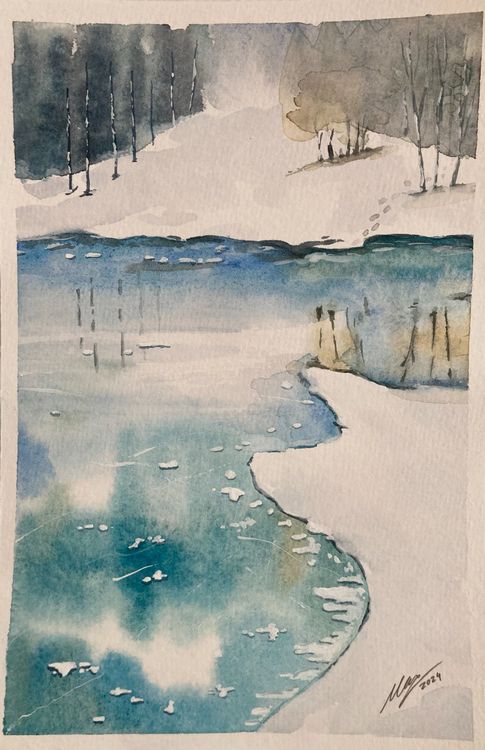 Winter Landschaft Aquarell Bild (Neu und originalverpackt) in Zürich für CHF 55 – mit Lieferung ...