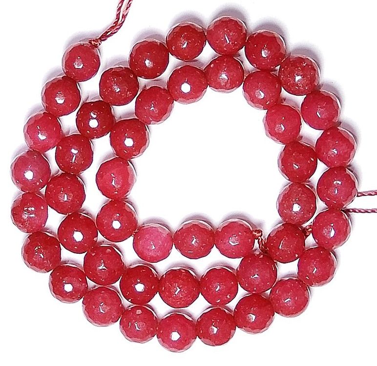 1 Strang echte natürliche Rubin Perlen 8 mm facettiert (Neu (gemäss ...