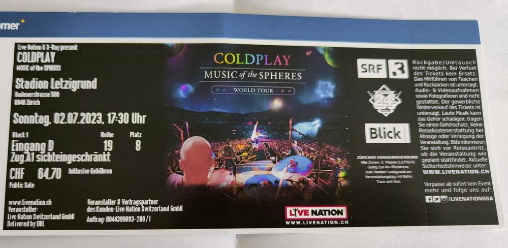 Coldplay Ticket | Kaufen auf Ricardo