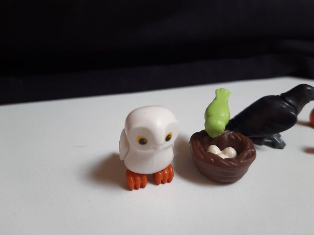 Eule, Rabe, Vogel mit Nest, 2 Eichhörnchen von Playmobil (Gebraucht) in ...