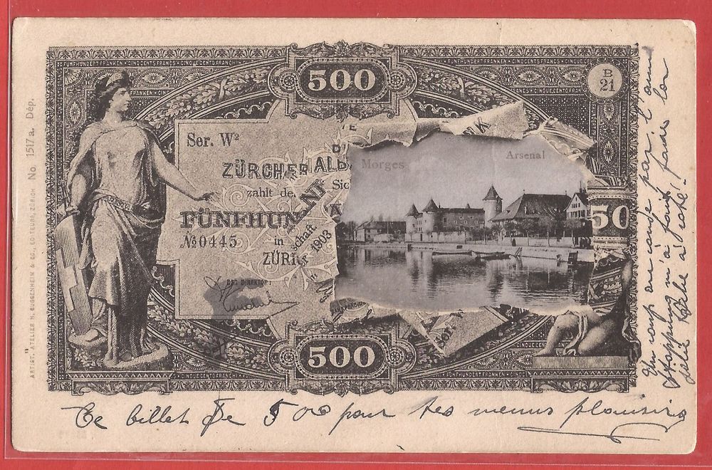 Morges Arsenal - Banknote - 1913 - senkrechter Knick (Gebraucht) in ...