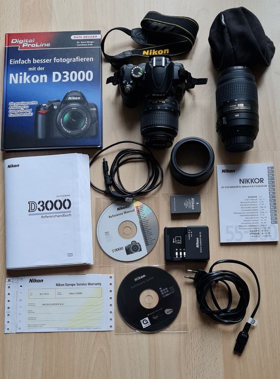 Nikon D3000 mit viel Zubehör (Gebraucht) in Wagen für CHF 140 – mit Lieferung auf Ricardo kaufen