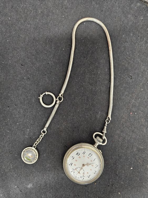 Antike Nickel Taschenuhr mit Kette und Anhänger (Gebraucht) in Wolfertswil für CHF 155 – mit ...