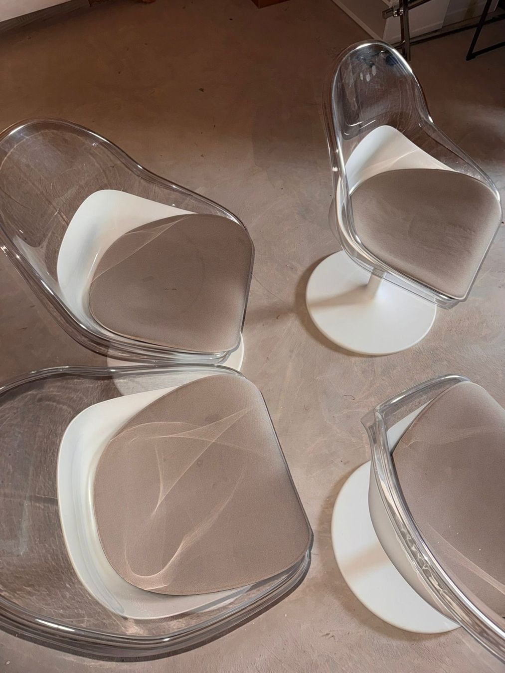 4× IKEA Design Drehstühle transparent / weiss mit Sitzkissen (Gebraucht ...