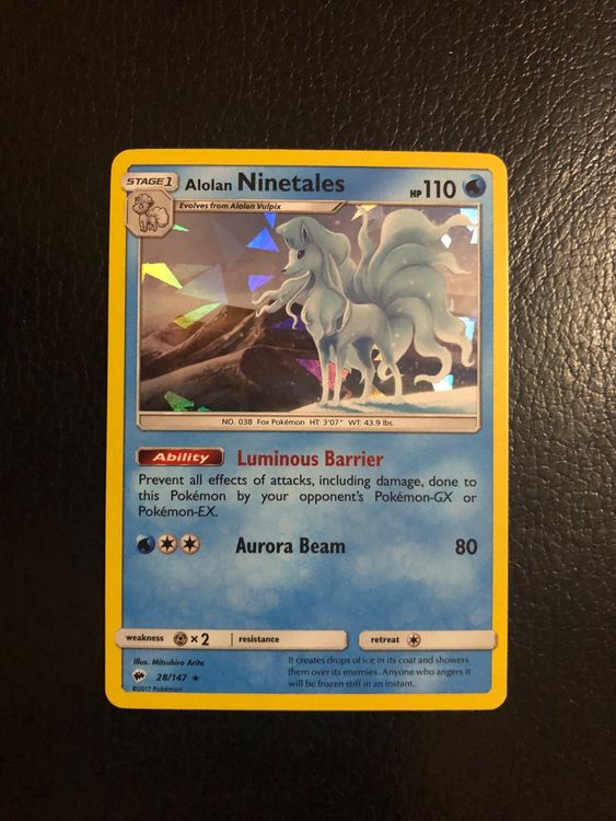 Burning Shadows Alolan Ninetales Holo 28/147 Ab 1 | Kaufen auf Ricardo