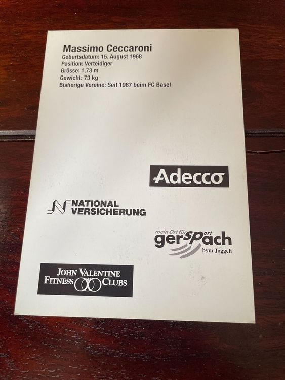 FC Basel FCB Vintage Autogramm Ceccaroni | Kaufen auf Ricardo
