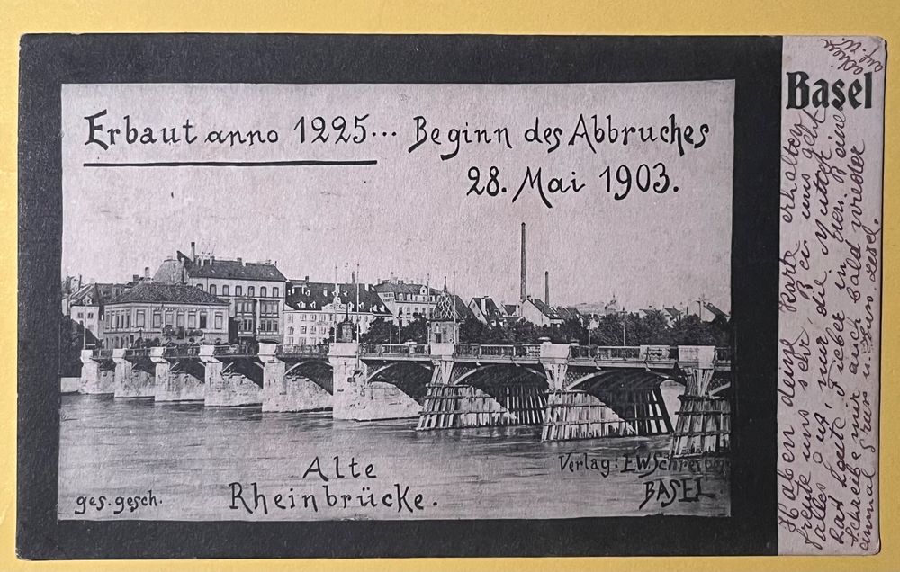 Alte Rheinbrücke Basel, Ansichtskarte 1903. (Gebraucht) in Utzenstorf ...