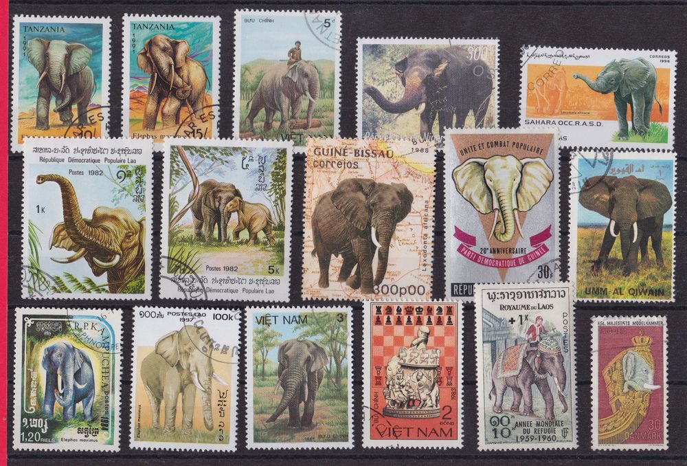 16 ELEFANTEN BRIEFMARKEN AUS ALLER WELT (Gebraucht) in Oberrieden für ...